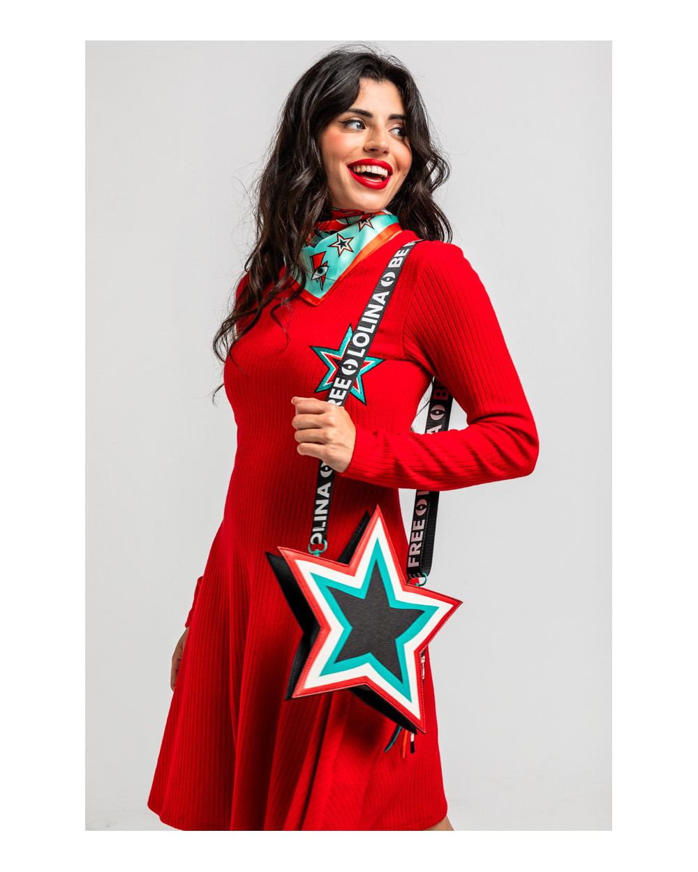 Pañuelo 55x55 rojo de estampado Bowie - We can be Heroes Lolina